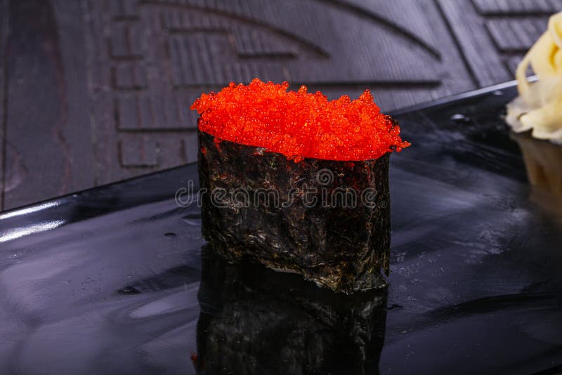 Japanese Cuisine - Gunkan with Tobiko Stock Image - Image of tobiko ...