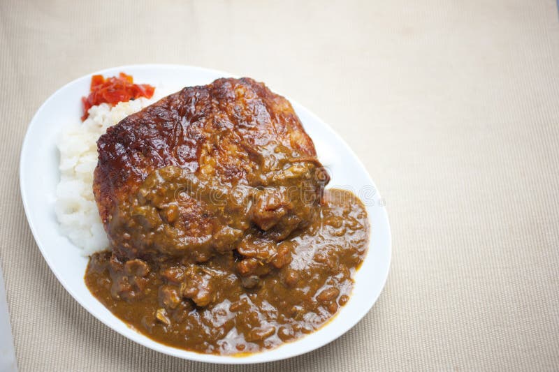 Japanese Cuisine Hamburger Curry Stock Photo - Image of hamburger ...