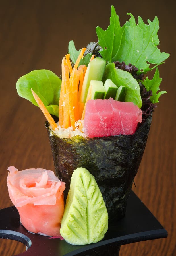 Hand roll temaki sushi stock photo. Image of dish, delicacy - 10234124