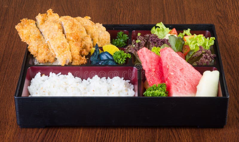 Japanese Cuisine. Lunch Box Set on the Background Stock Image - Image ...