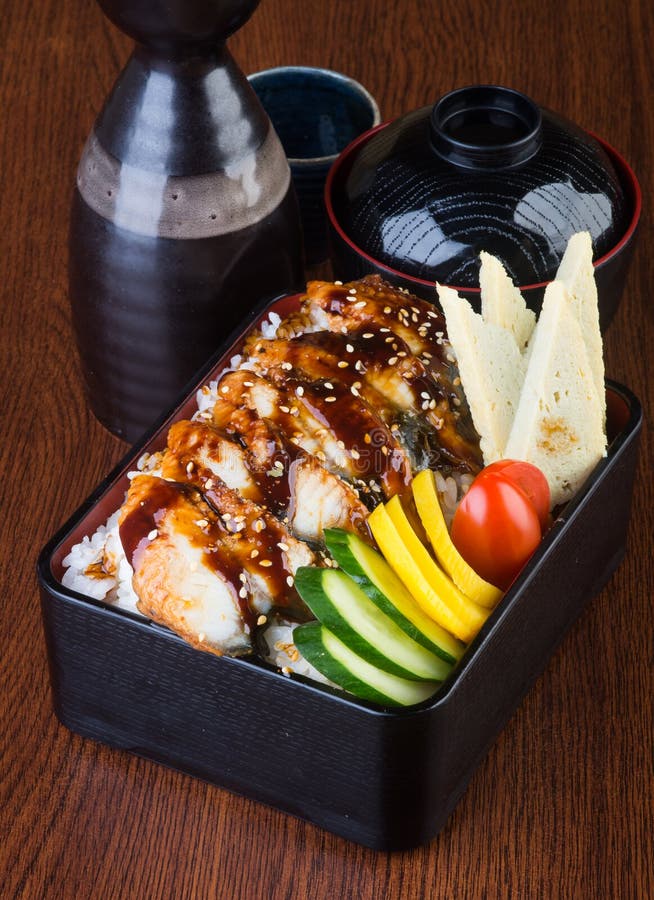 Japanese Cuisine. Lunch Box Set on the Background Stock Photo - Image ...