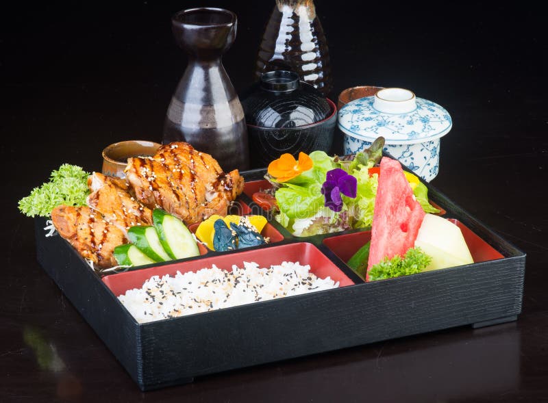 Japanese Cuisine. Lunch Box Set on the Background Stock Photo - Image ...