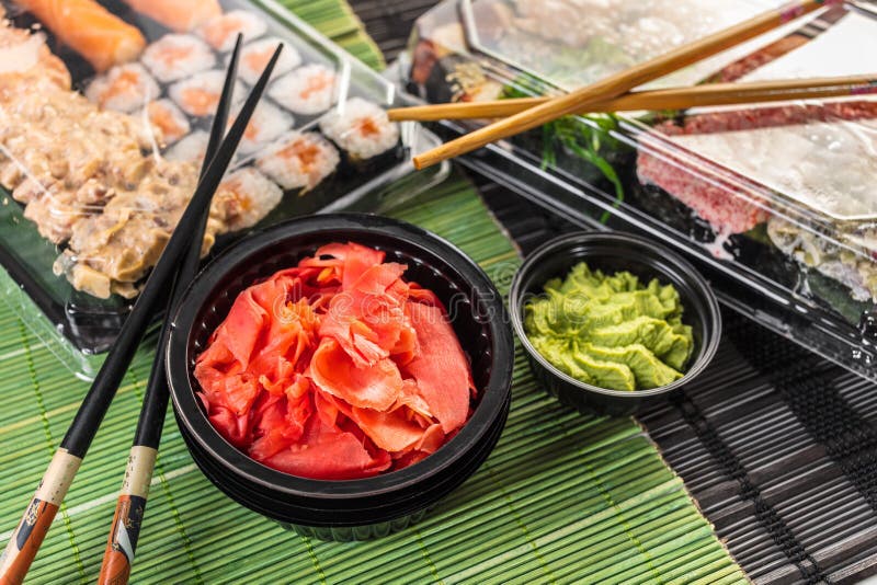 Sushi set in the package stock image. Image of meal - 117540053