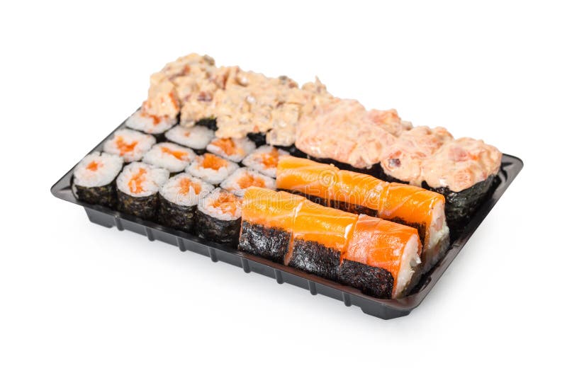 Sushi In The Package Closeup Top View Shot Stock Image - Image of ...