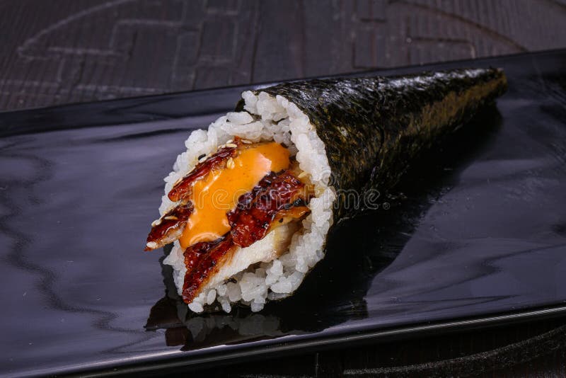 Japanese Cuisine - Temaki with Eel Stock Image - Image of dish, nigiri ...