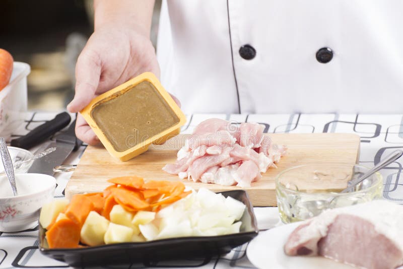 Japanese Curry Paste and Ingredient Stock Photo - Image of chef, bowl ...