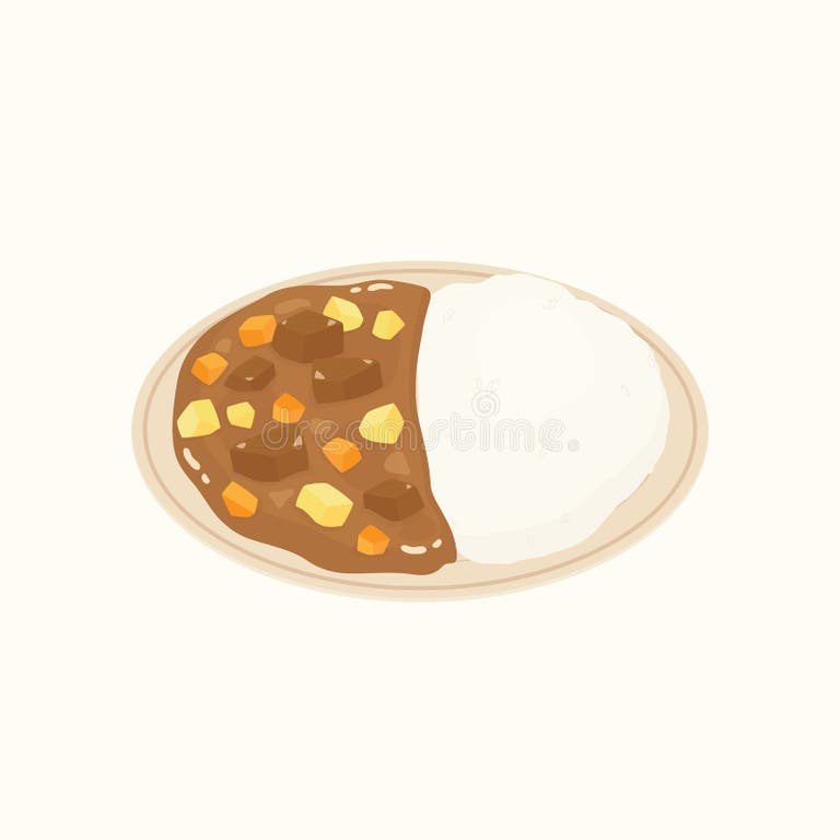Japanese curry rice dish stock vector. Illustration of dish - 352345294