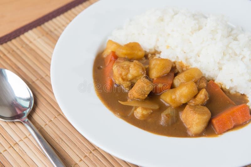 Japanese Curry with Rice on Table Ready To Serve Stock Image - Image of ...