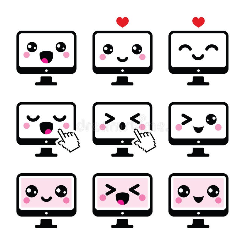 Cute Computer Screen Stock Illustrations – 7,163 Cute Computer Screen ...