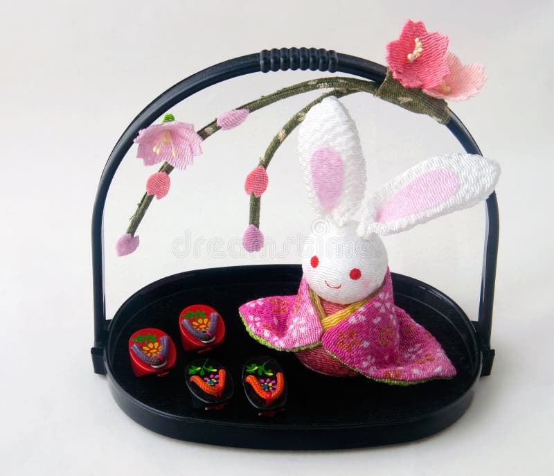 Japanese Cute Rabbit Decoration Stock Photo - Image of festive, japan ...