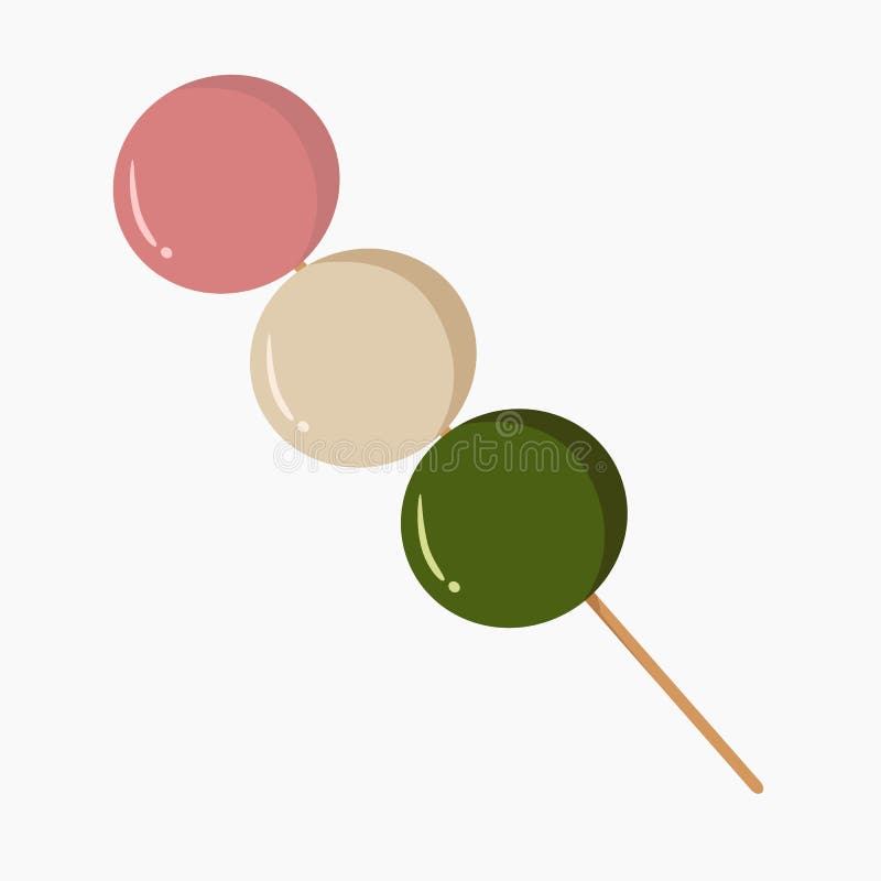 Dango, Japanese Dango Dessert with 3 Different Colors Stock Vector ...