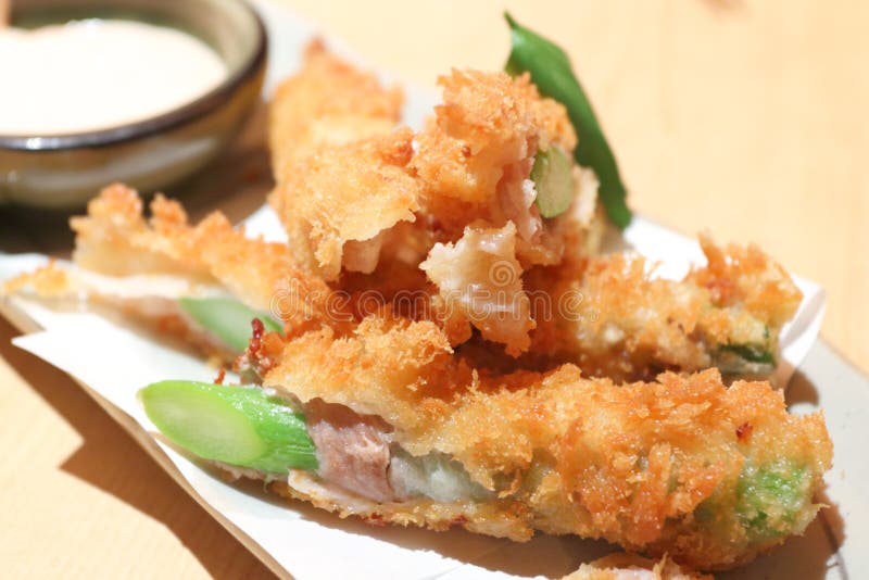 Japanese Deep Fried Pork & Asparagus Roll Stock Photo - Image of ...