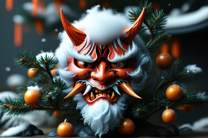 Japanese Demon Figure in a Christmas Scene at 23-11-2024 Stock ...