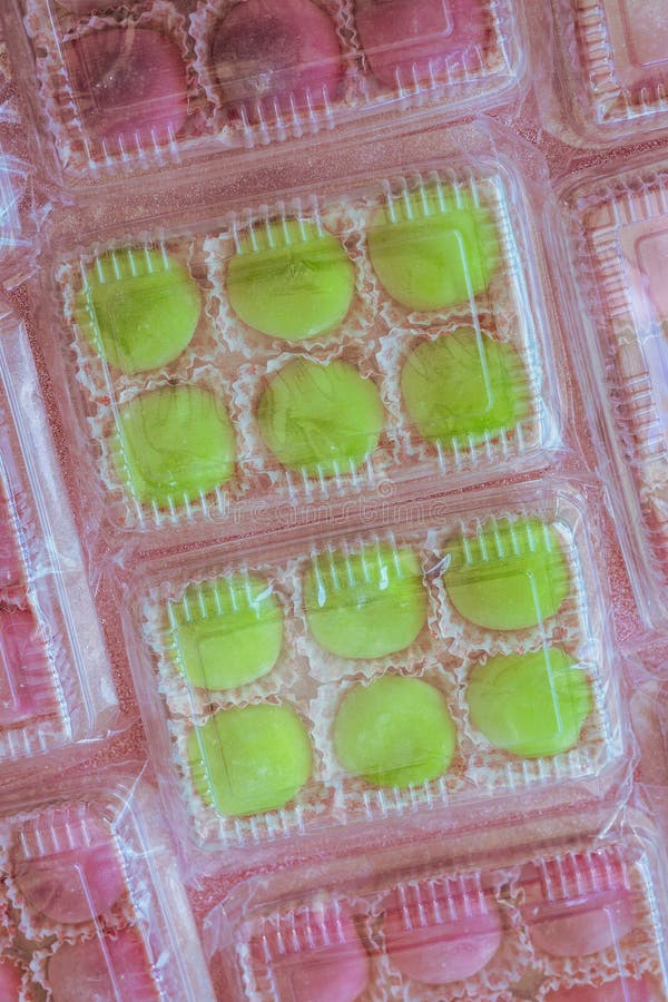 Japanese Dessert Colourful Mochi in a Clear Packging Containers Stock ...