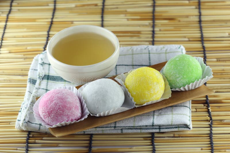 Japanese Desserts Made of Sticky Rice. Stock Photo - Image of bean ...