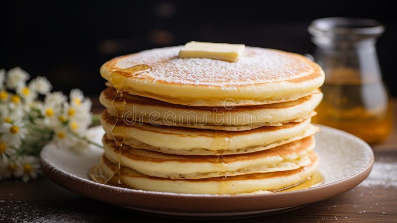 Japanese Dish Food Stack Fluffy Pancakes Stock Illustration ...