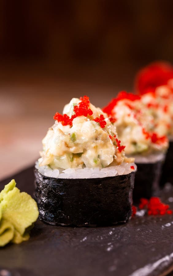 Japanese Dish Rice Rolls with Cheese Close-up Stock Image - Image of ...