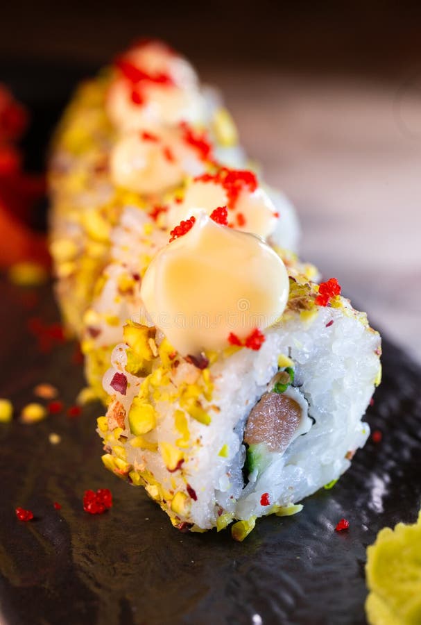 Japanese Dish Rice Rolls with Cheese Close-up Stock Image - Image of ...