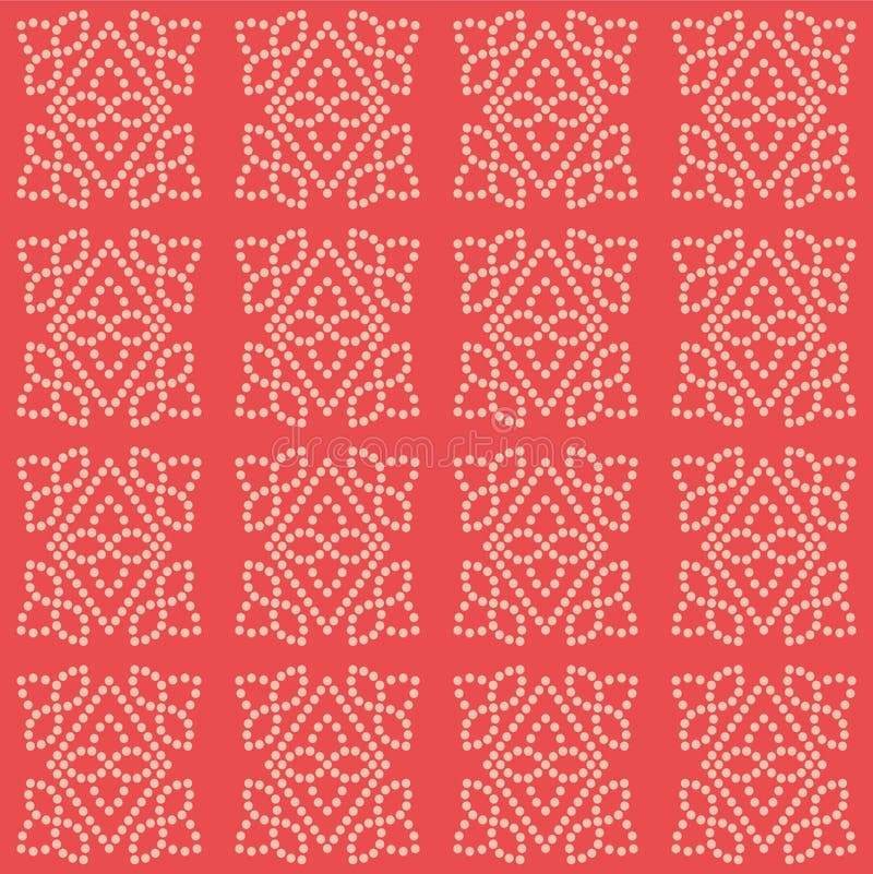 Japanese Dot Line Flower Motif Vector Seamless Pattern Stock Vector ...