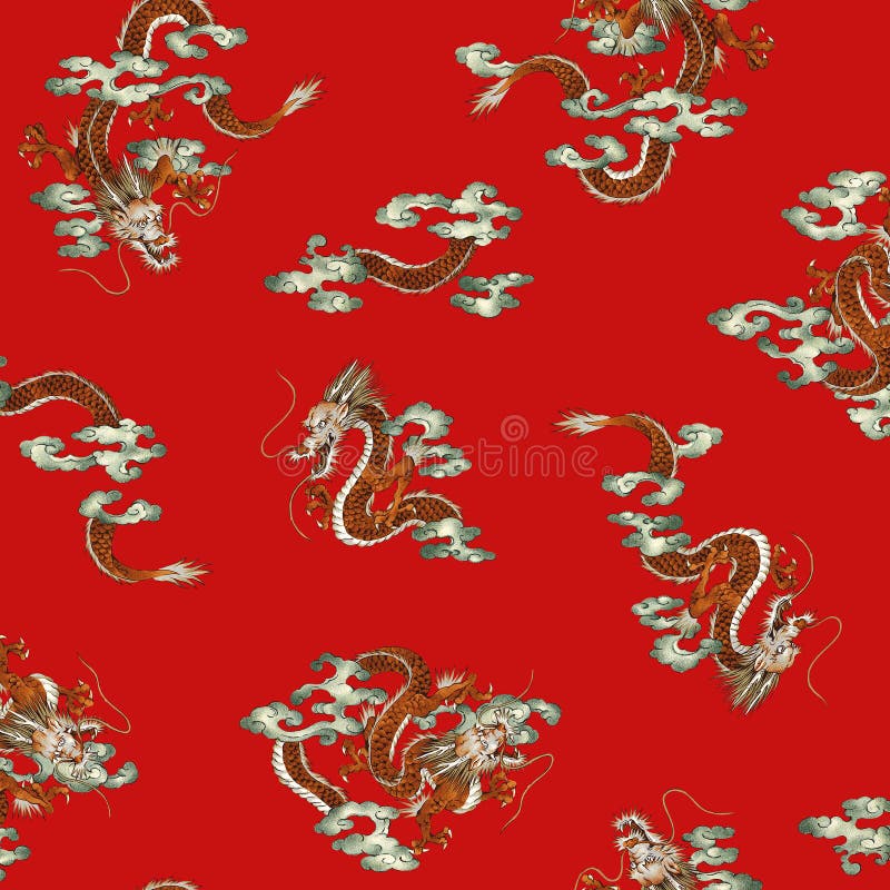 Japanese Dragon Pattern Drawn by Hand, Stock Photo - Image of painting ...
