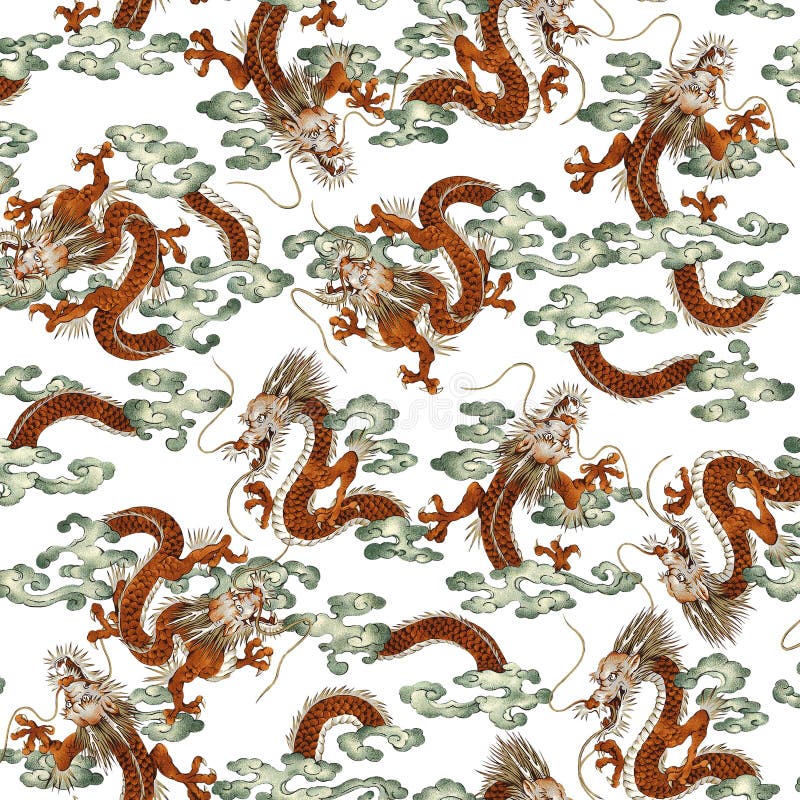 Japanese Dragon Pattern Drawn by Hand, Stock Image - Image of symbol ...