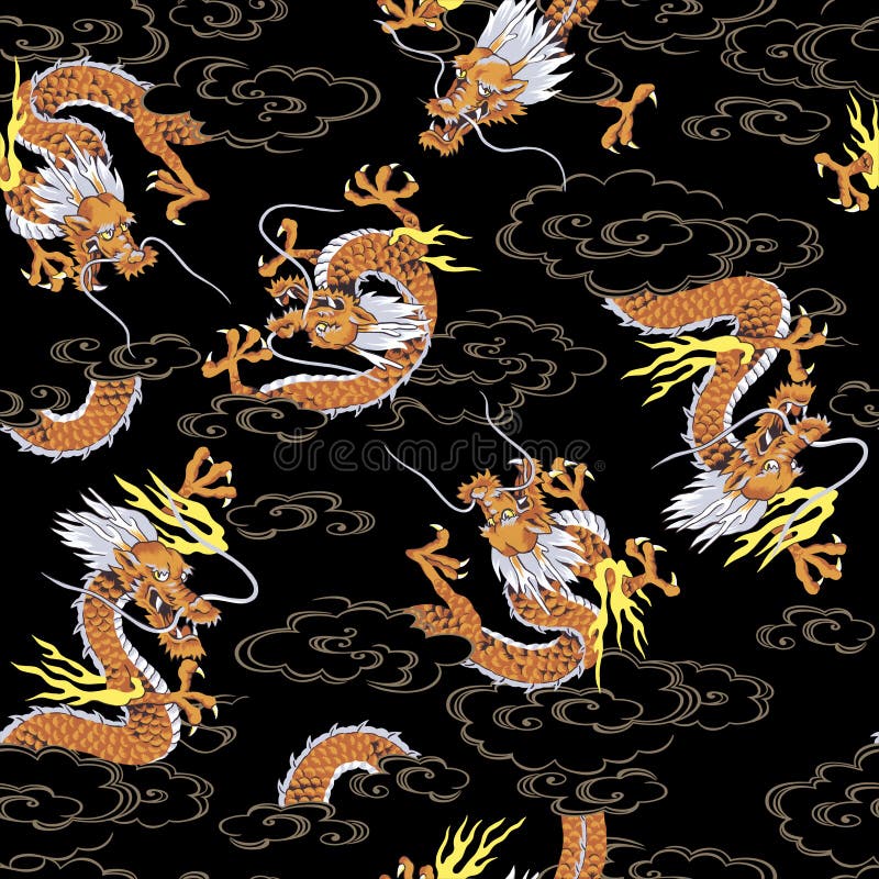 Japanese dragon pattern stock illustration. Illustration of ...