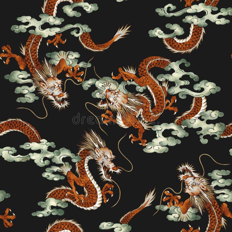 Japanese dragon pattern stock illustration. Illustration of beast ...