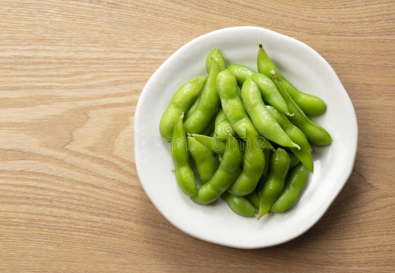 Japanese Edamame on a Plate Isolated Stock Image - Image of dish, green ...