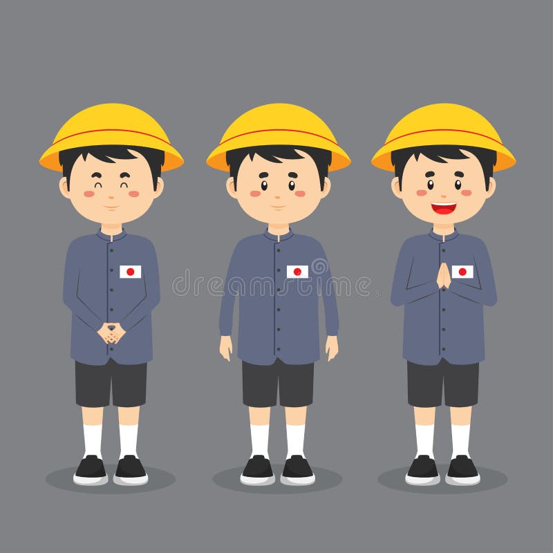 Japanese Elementary School Character with Expression Stock Vector ...