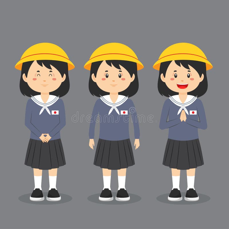 Japanese Elementary School Character with Expression Stock Vector ...