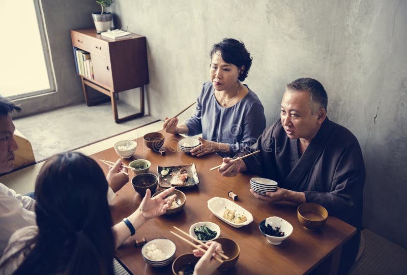 Japanese Family Eating at Home Stock Photo - Image of culture ...
