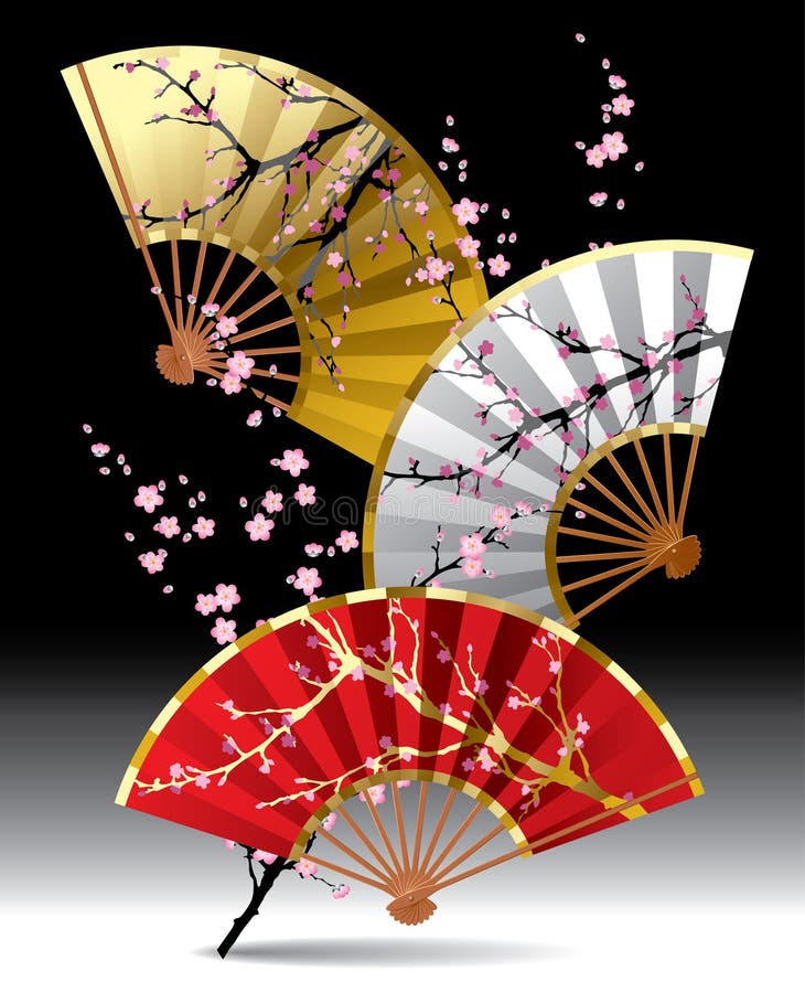 Japanese fans stock vector. Illustration of silver, adornment - 19055344