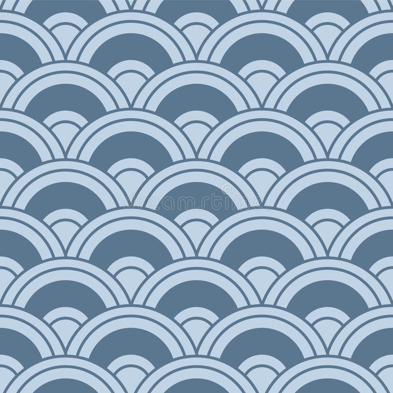 Japanese Fish Scale Wave Vector Seamless Pattern Stock Vector ...