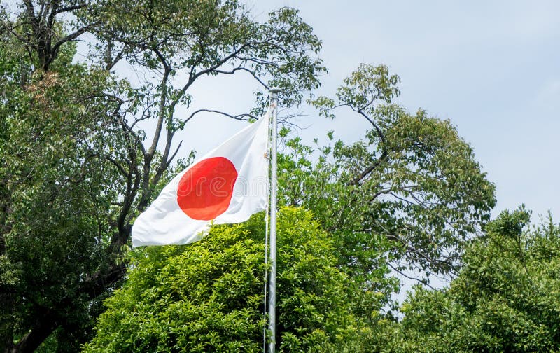 Japanese Flag Blowing in the Wind Stock Image - Image of symbol, sign ...