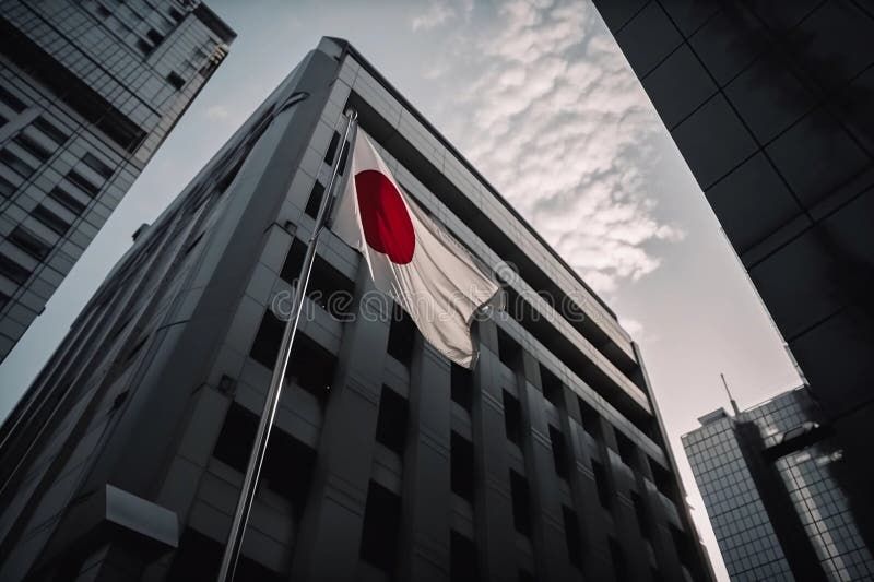 Japanese Flag on the Building. AI Generated Stock Illustration ...