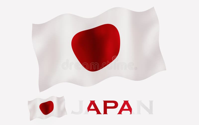 Japanese Flag Illustration with JAPAN Text and White Space Stock ...