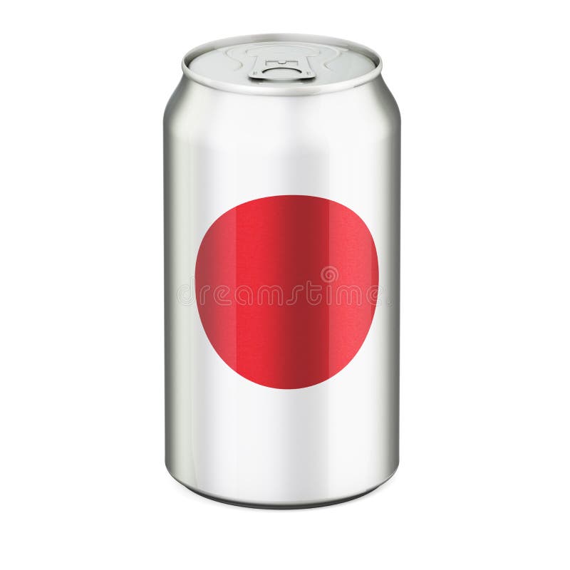 Japanese Flag Painted on the Drink Metallic Can. 3D Rendering Stock ...