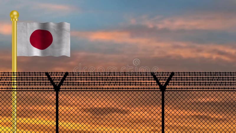 Japanese Flag Waving on Defence Border Stock Footage - Video of ...