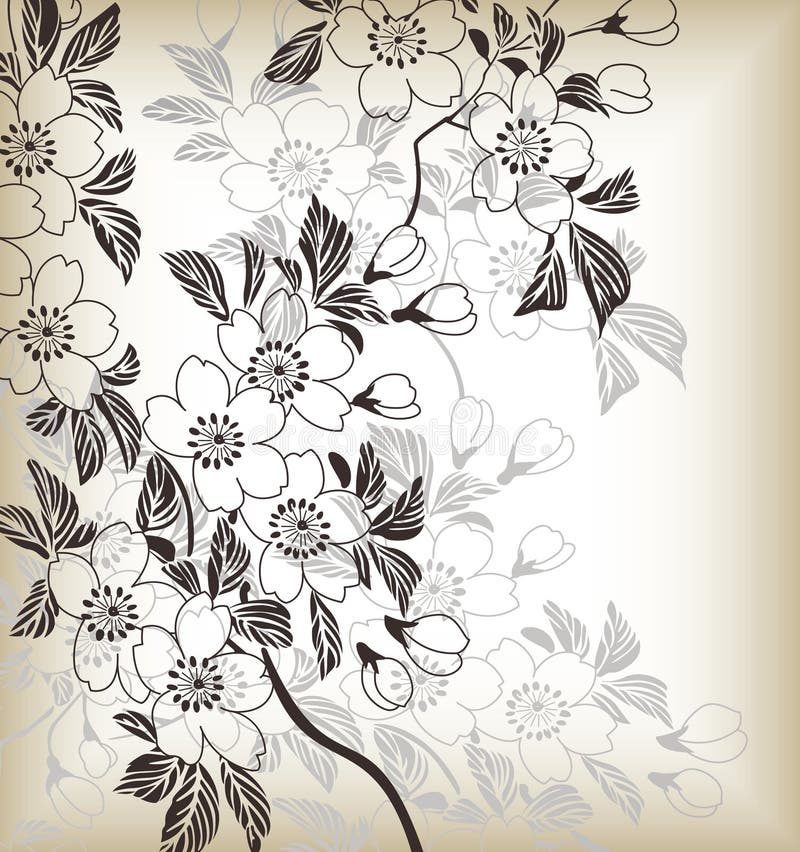 Japanese floral pattern stock illustration. Illustration of tree - 7113879