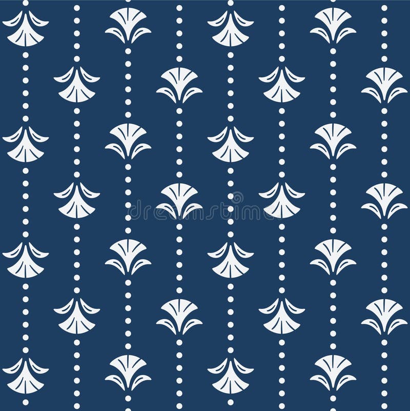 Japanese Flower Dot Line Vector Seamless Pattern Stock Vector ...