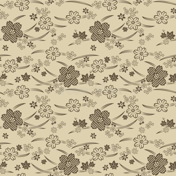 Japanese Flower Leaf Wave Vector Seamless Pattern Stock Vector ...