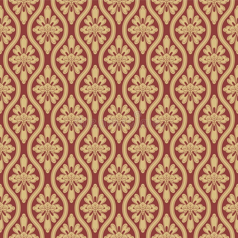 Japanese Flower Wavy Curl Line Vector Seamless Pattern Stock Vector ...