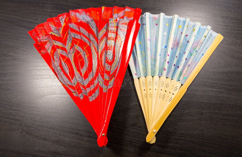 Japanese Folding Fan on Black Background Stock Image - Image of black ...