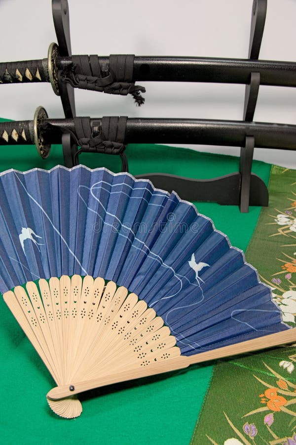 Japanese Folding Fan and Japanese Sword Stock Image - Image of ...