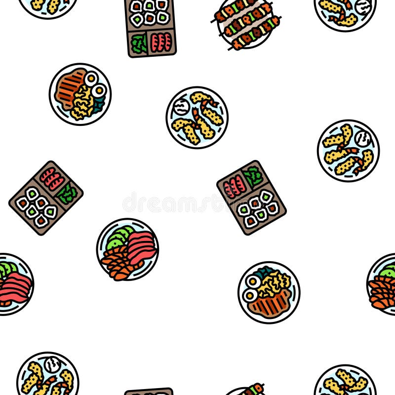 Japanese Food Asian Meal Vector Seamless Pattern Stock Vector ...