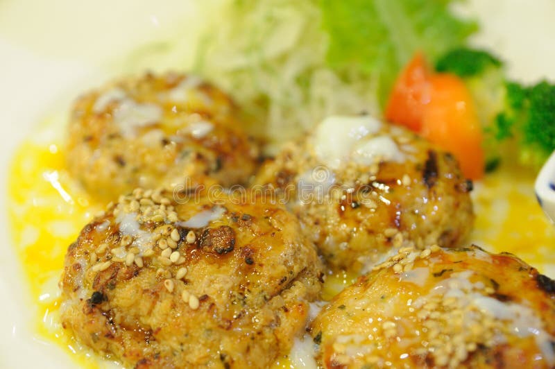 Japanese Food, Chicken Cubes Roasted with Egg and Vegetable. Stock ...