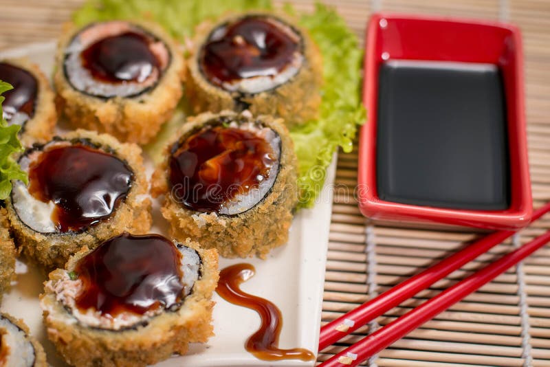 Japanese Food hot roll stock image. Image of restaurant - 72735705