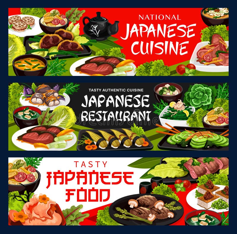 Japanese Food Japan Cuisine Restaurant Menu Dishes Stock Vector