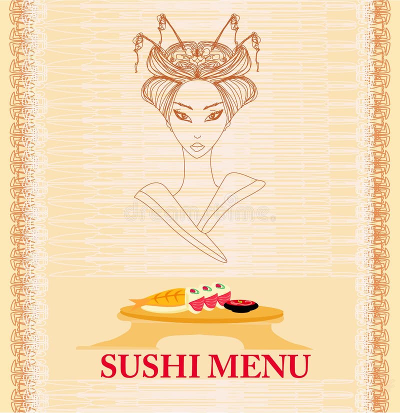 Japanese Food Menu - Vintage Card Stock Vector - Illustration of ...