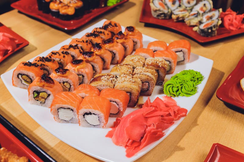 Japanese Food Mix on a Restaurant Table. Stock Photo - Image of gourmet ...